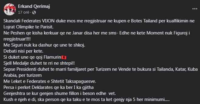 Erkand Qerimaj akuza të reja për Federatën e Peshëngritjes: S'më kanë ...